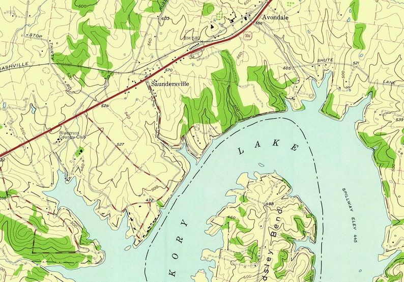 Old Hickory Lake 1957 Old Map Topo Nashville Cumberland River - Etsy UK