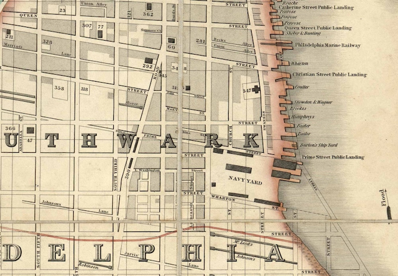 Philadelphia 1830 Old Map Reprint Pennsylvania Cities - Etsy