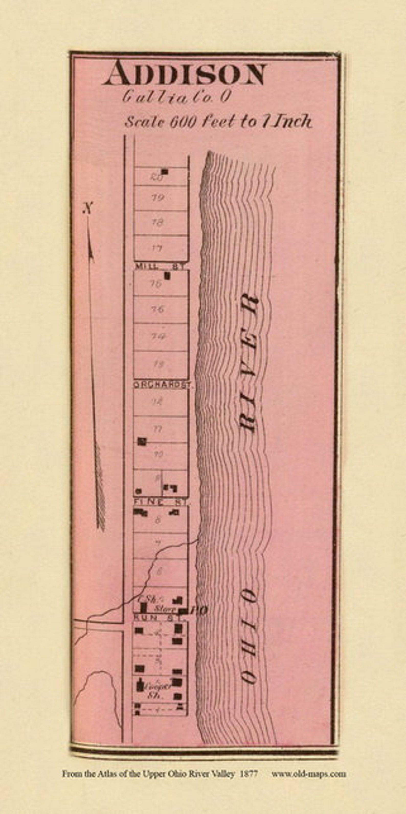 Addison 1877 Old Town Map Gallia County Ohio Valley Atlas | Etsy