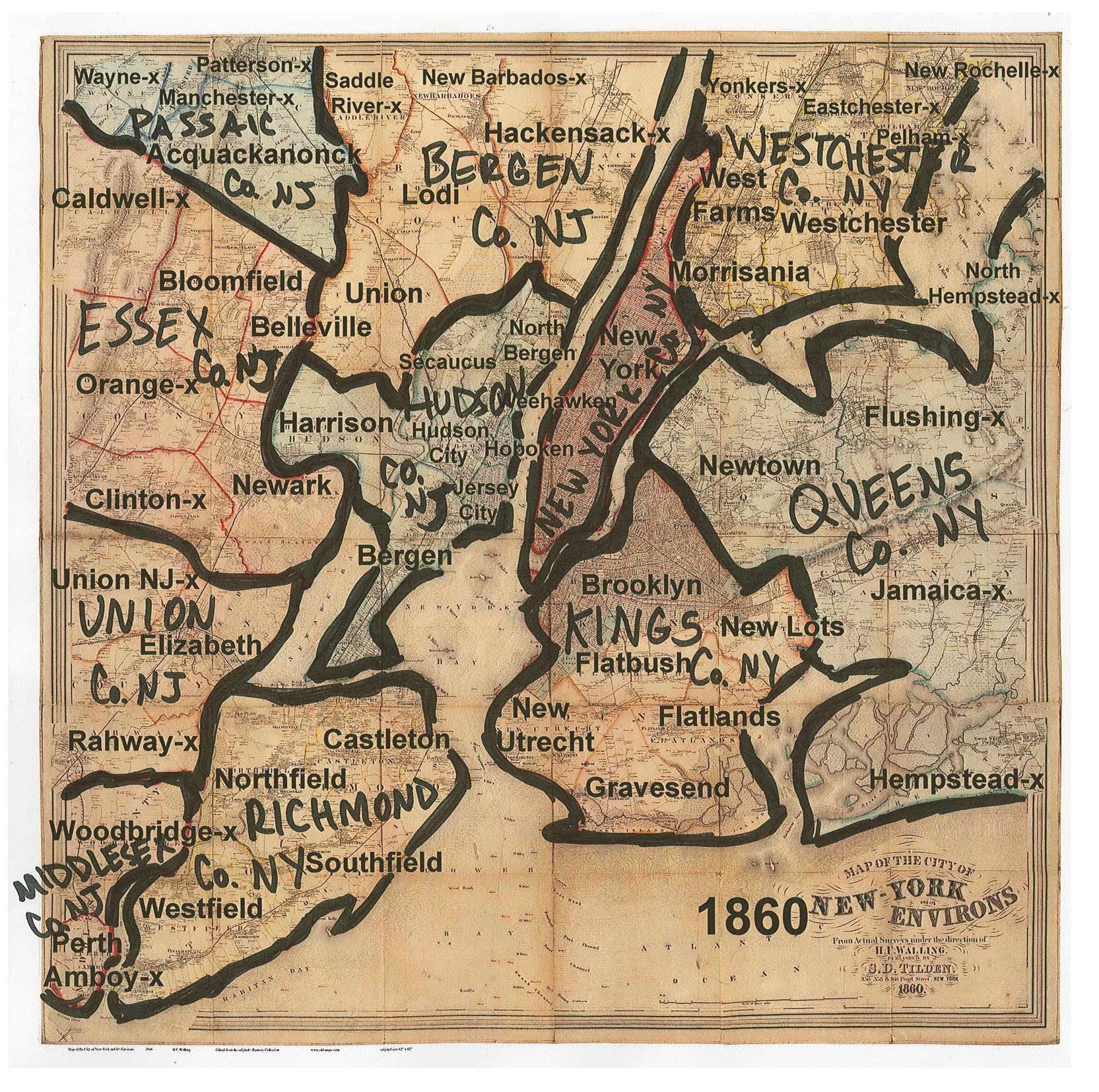 New York City Map 1860 Old Wall Map With Homeowner Names - Etsy Hong Kong