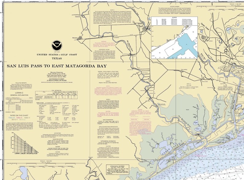 San Luis Pass To East Matagorda Bay 2004 Nautical Old Map Etsy