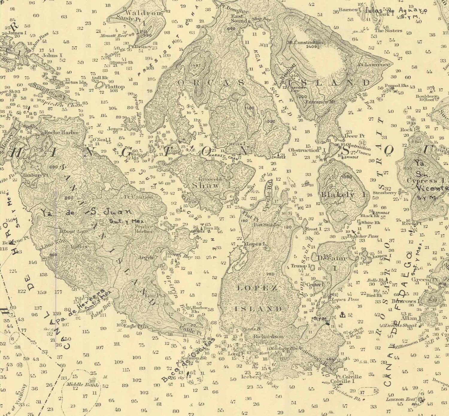 Georgia Strait and Strait of Juan De Fuca 1898 Nautical Map PC - Etsy