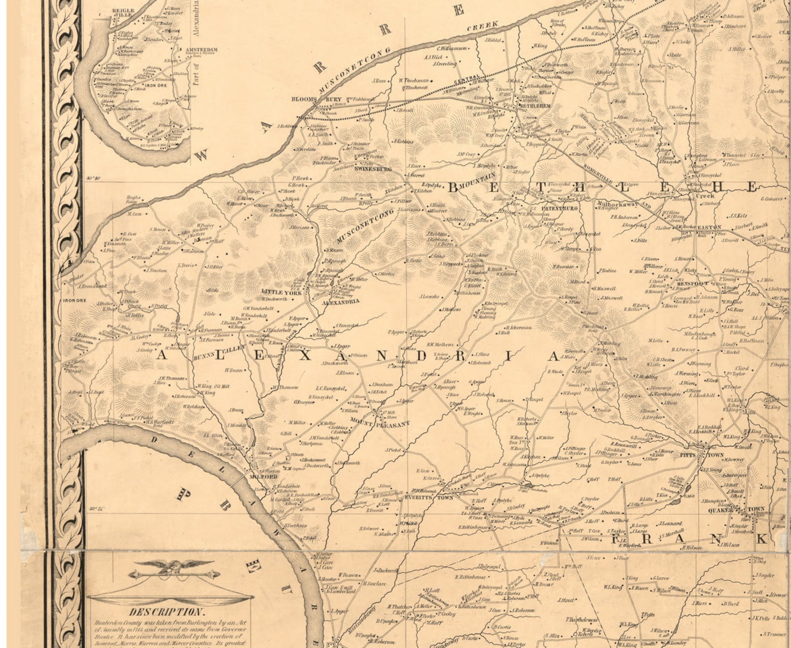 Alexandria 1851 Old Town Map With Homeowner Names New Jersey - Etsy