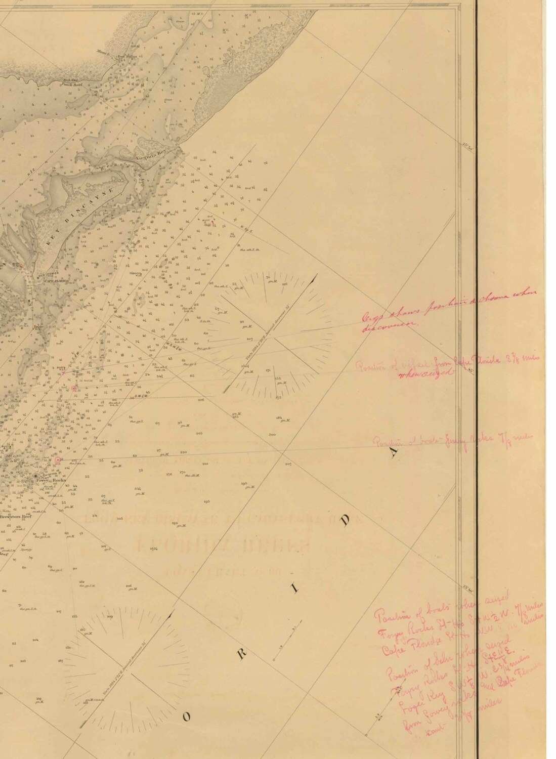 Key Biscayne to Carysfort Reef 1888 Nautical Map Reprint | Etsy