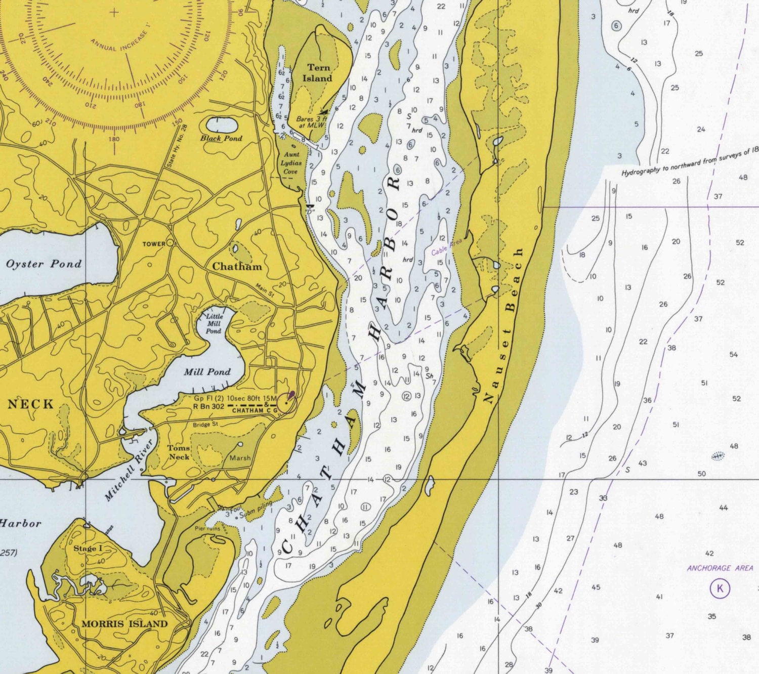 Chatham Harbor and Pleasant Bay, MA - 1971 Nautical Map - Reprint ...