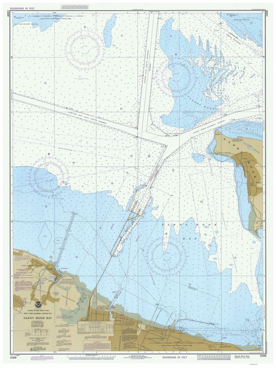 Sandy Hook Bay - 1986 Nautical Map - New Jersey Harbors 2 -12330 ...