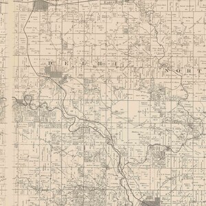 Delaware County Iowa 1882 Old Wall Map With Landowner Names Farm Lines ...