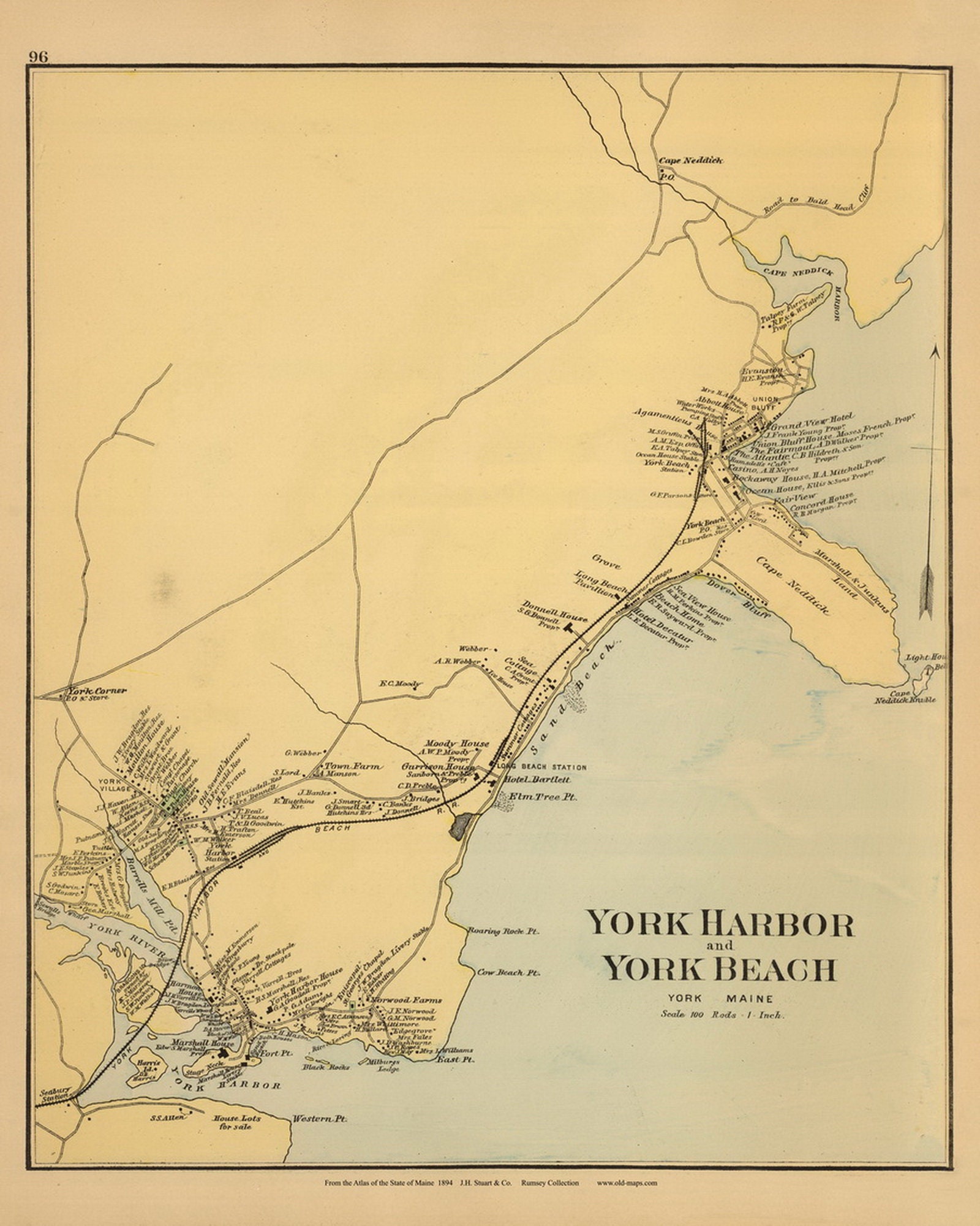 York Harbor and York Beach 1894 Old Map Reprint Maine State - Etsy