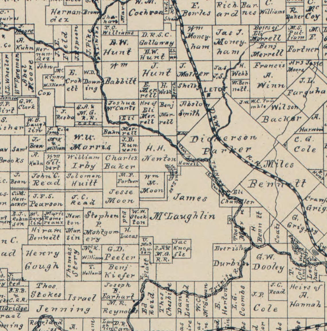 Dallas County Texas 1886 Old Wall Map Reprint With Land - Etsy
