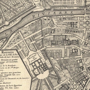 Old Map of Paris 1705 France - Center City -- Property Outlines ...