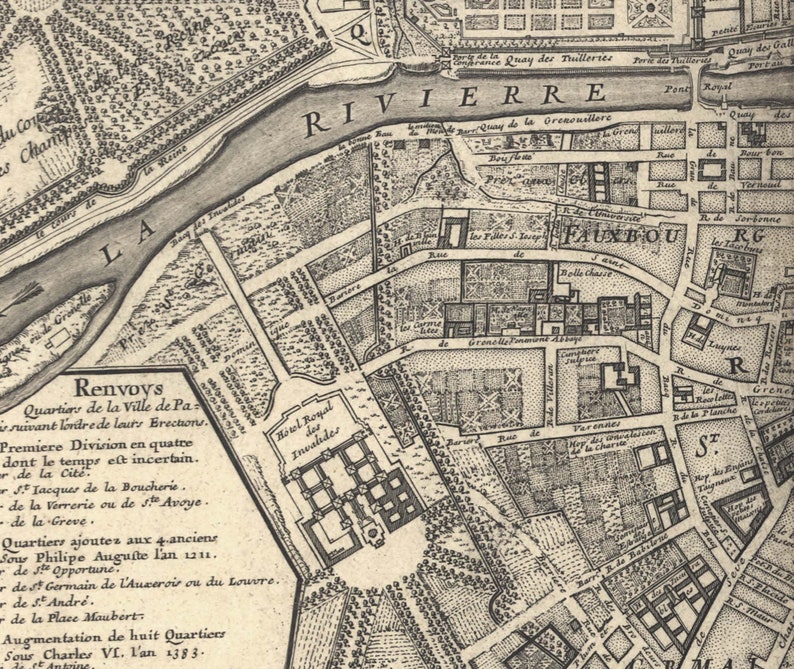 Old Map of Paris 1705 France Center City Property - Etsy