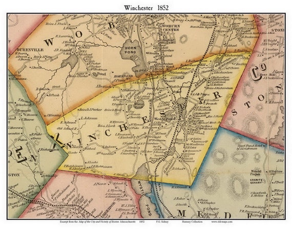 Winchester 1852 Old Town Map With Homeowner Names - Etsy