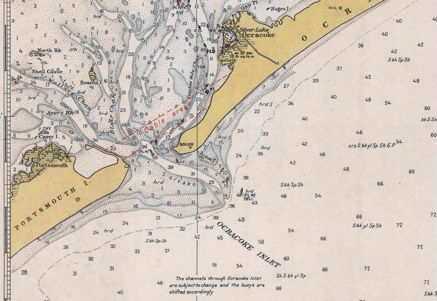 Wimble Shoals to Oracoke Inlet 1933 Outer Banks Cape | Etsy