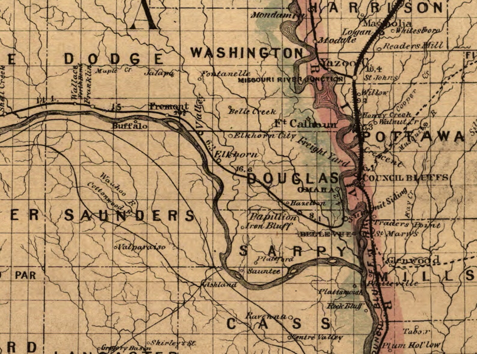 Chicago and Northwestern Railway 1862 Old Map Reprint Midwest Regional ...