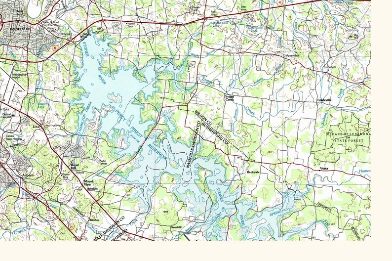 Nashville and the Lakes 1984 Old Map Topo Custom Composite | Etsy