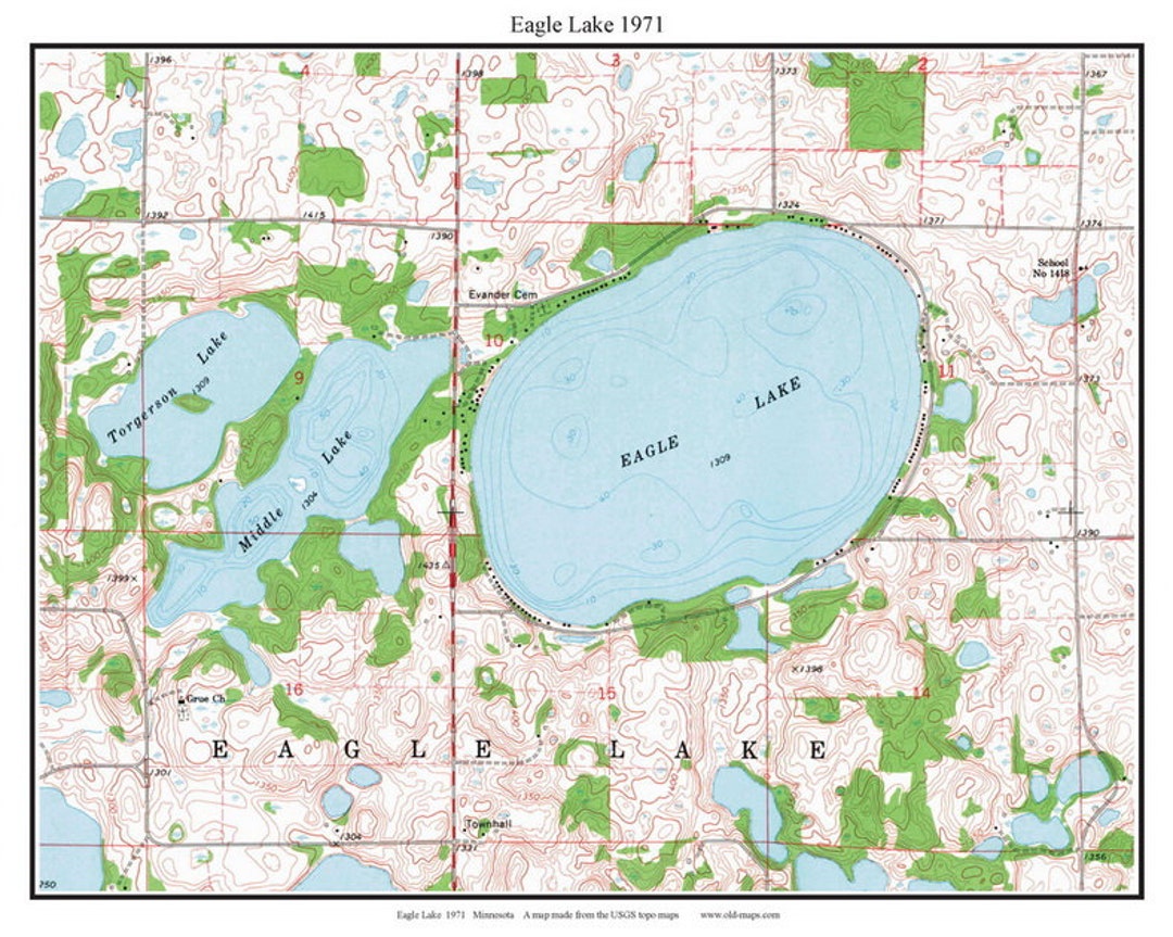 Eagle Lake - 1971 Map Reprint - Old Topographic USGS Custom Composite ...