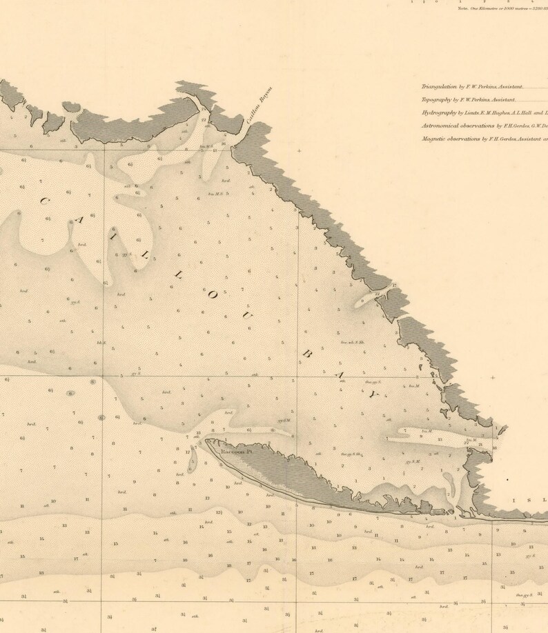 Caillou Bay & Ship Shoal 1897 Nautical Old Map Reprint - Etsy