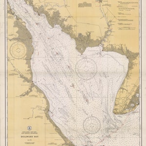 Delaware Bay - 1934 Nautical Map Reprint - New Jersey & Delaware ...