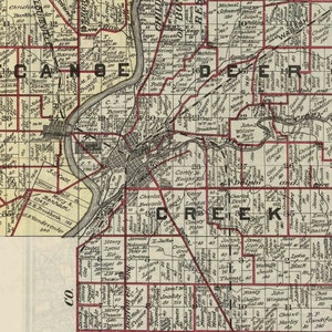 Carroll County Indiana 1898 - Old Wall Map Reprint With Landowner Names ...