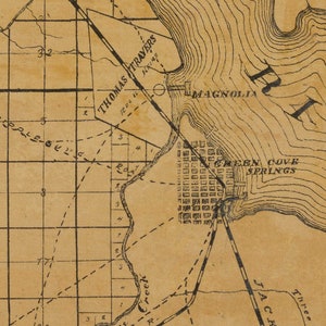 Clay County Florida 1885 Old Wall Map Reprint With Roads, Sections, and ...