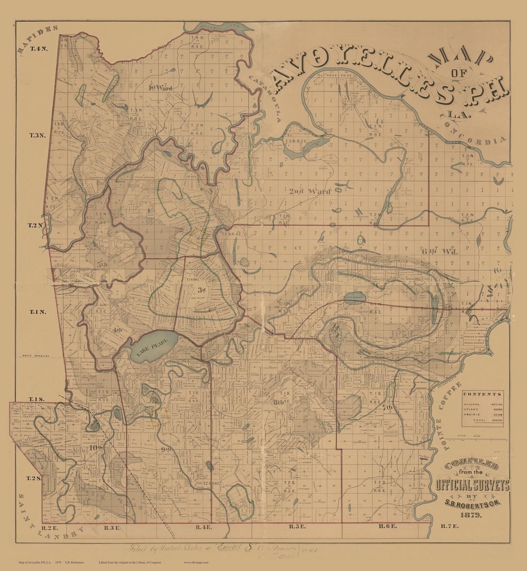 Avoyelles Parish Louisiana 1879 - Old County Wall Map With Landowner ...