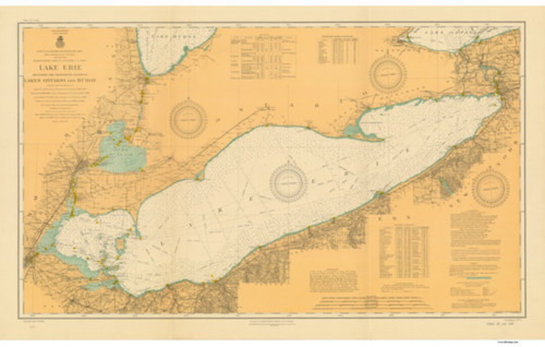 Lake Erie 1910 Nautical Map Reprint - Great Lakes 003 - Etsy