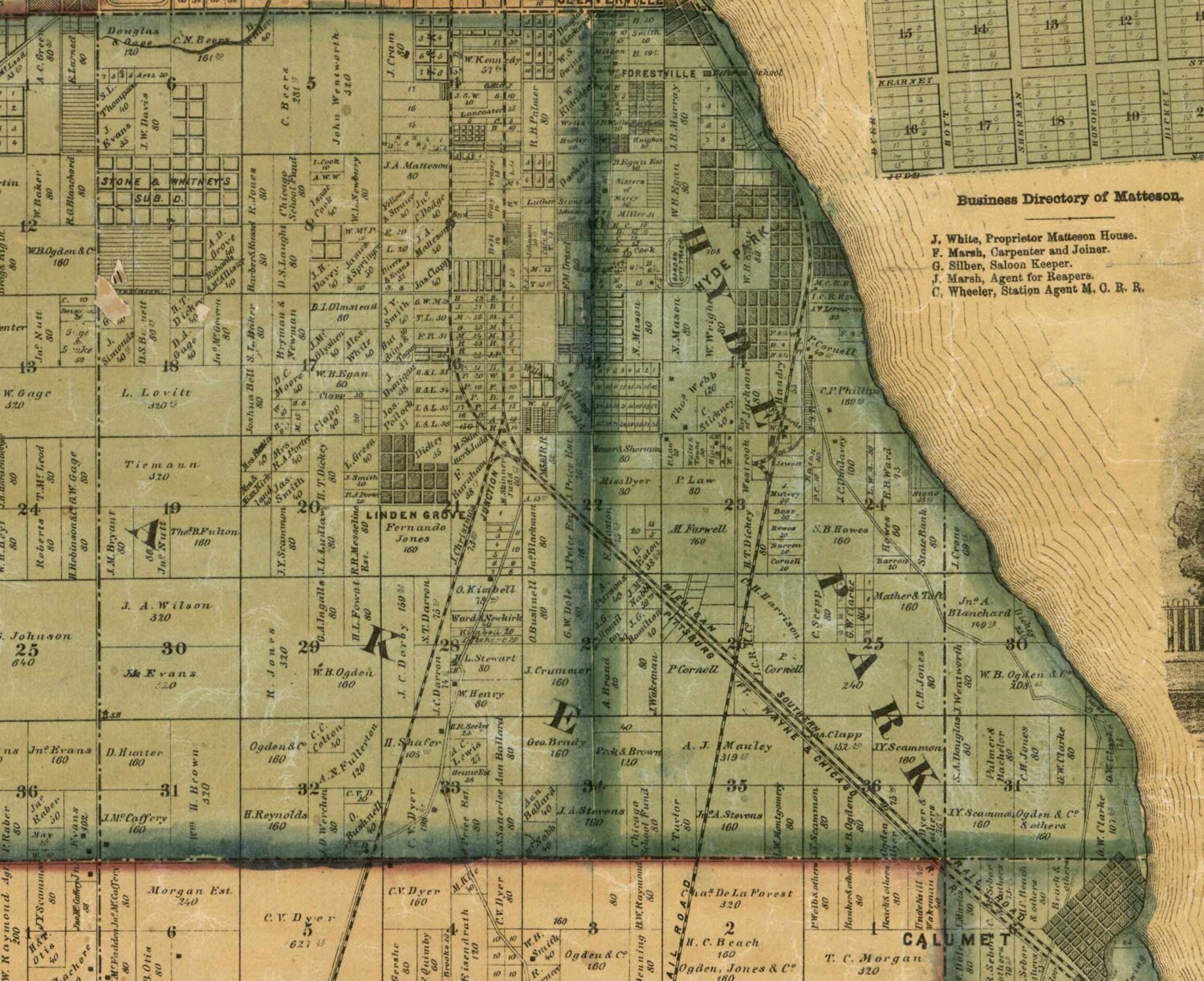 Cook County Illinois 1861 Old Wall Map Reprint With | Etsy