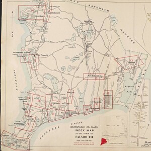 Waquoit, East, West & North Falmouth - 1910 - Old Street Map Reprint ...