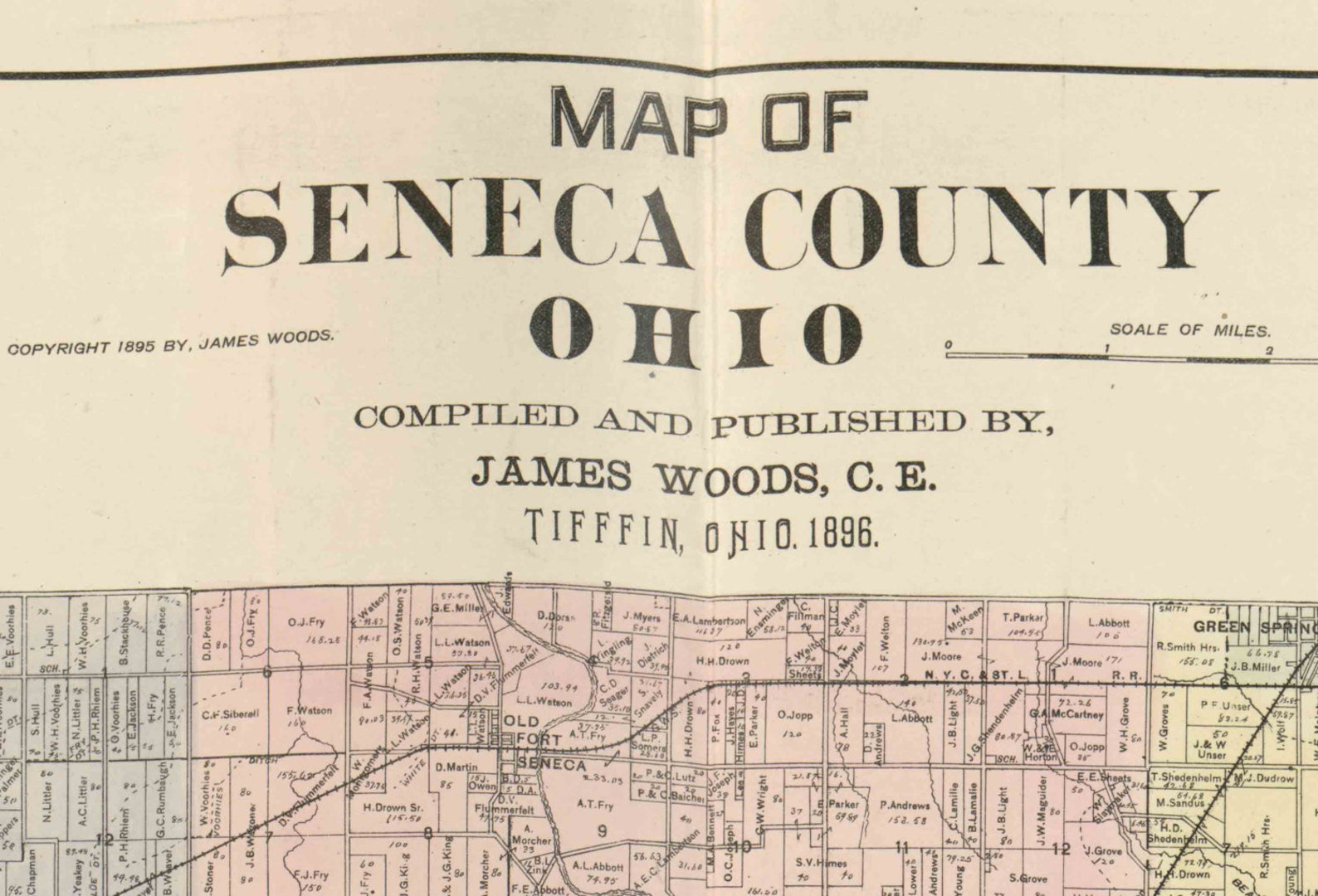 Seneca County Ohio 1896 Old Wall Map Reprint With Homeowner | Etsy