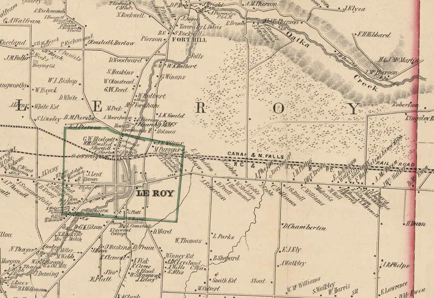 Genesee County New York 1854 - Old Wall Map Reprint With Homeowner ...