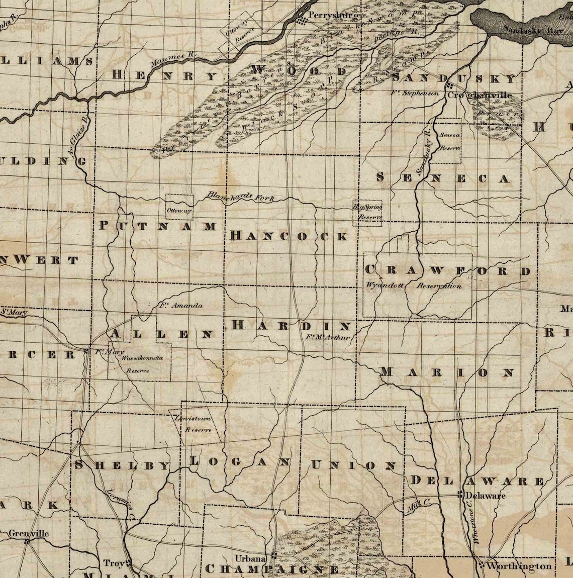 Ohio 1820 Indian Reservations State Map by Bourne Reprint - Etsy
