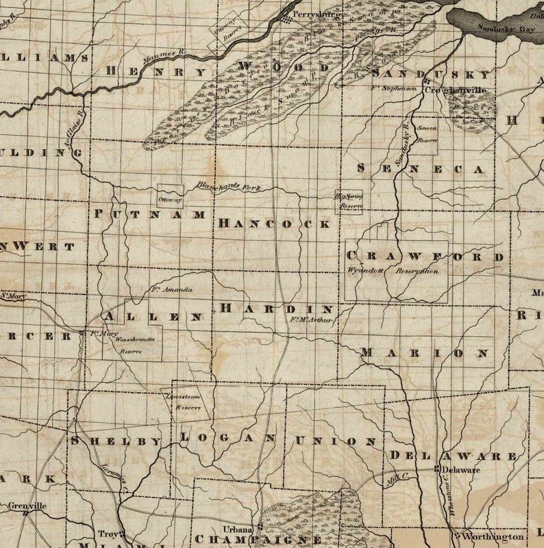 Ohio 1820 Indian Reservations State Map by Bourne Reprint - Etsy