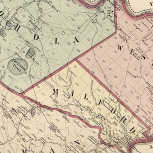 Pike County Pennsylvania 1872 - Wall Map With Homeowner Names - Reprint ...