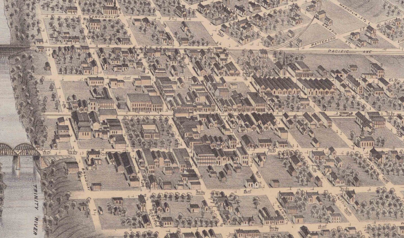 Dallas, Texas - 1872 - Birds Eye View Reprint - Etsy