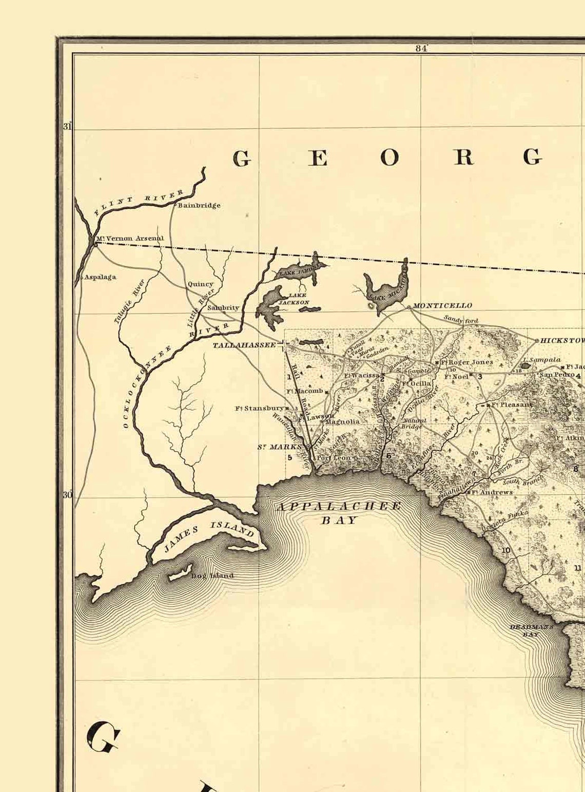 Florida 1839 State Map by Zachary Taylor Reprint - Etsy