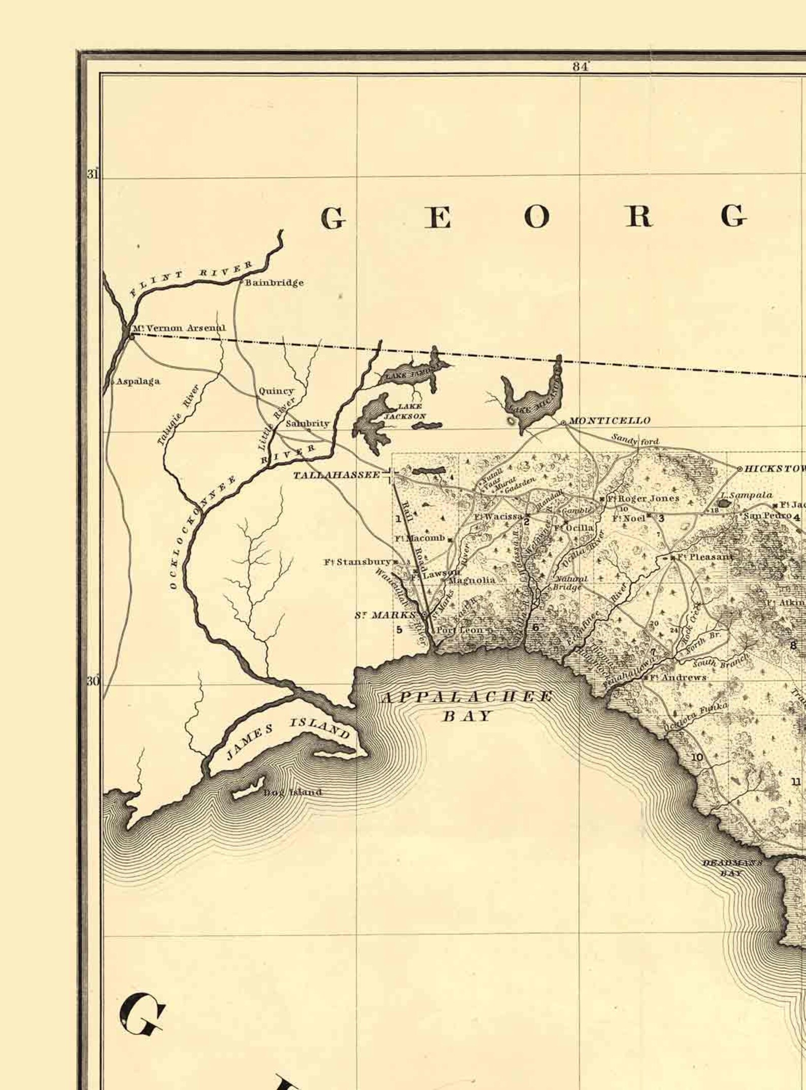 Florida 1839 State Map - by Zachary Taylor - Reprint - Etsy