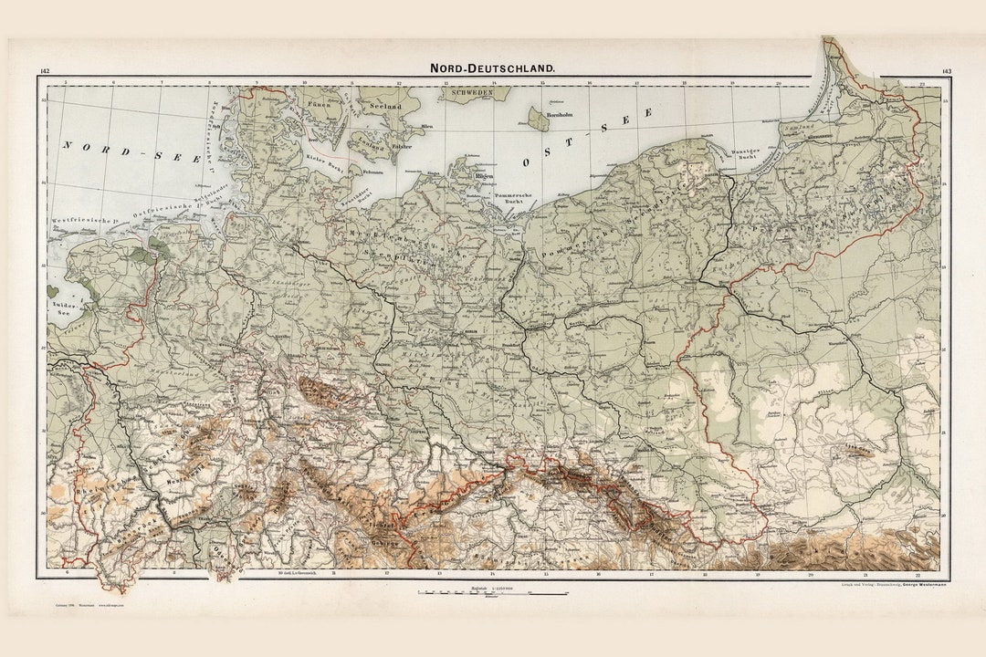 Germany 1892 - Westermann 1 - Old Map - Europe - Etsy