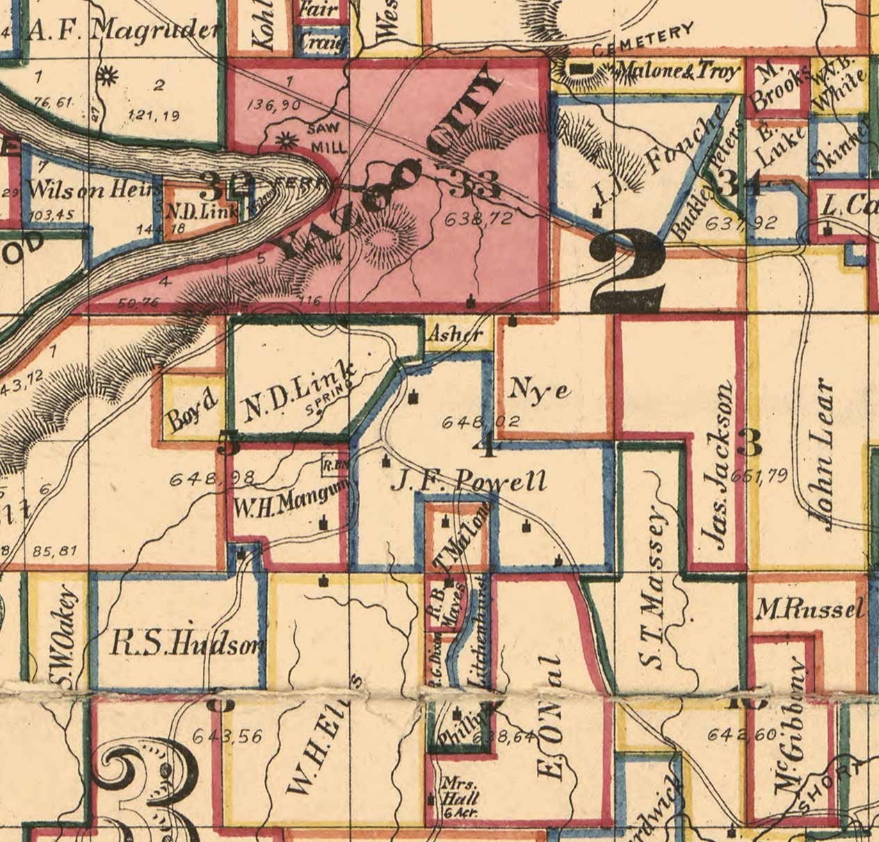 Yazoo County Mississippi 1874 Old Wall Map With Landowner - Etsy