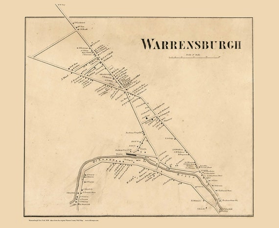 Warrensburgh Village 1858 Old Town Map With Homeowner Names | Etsy