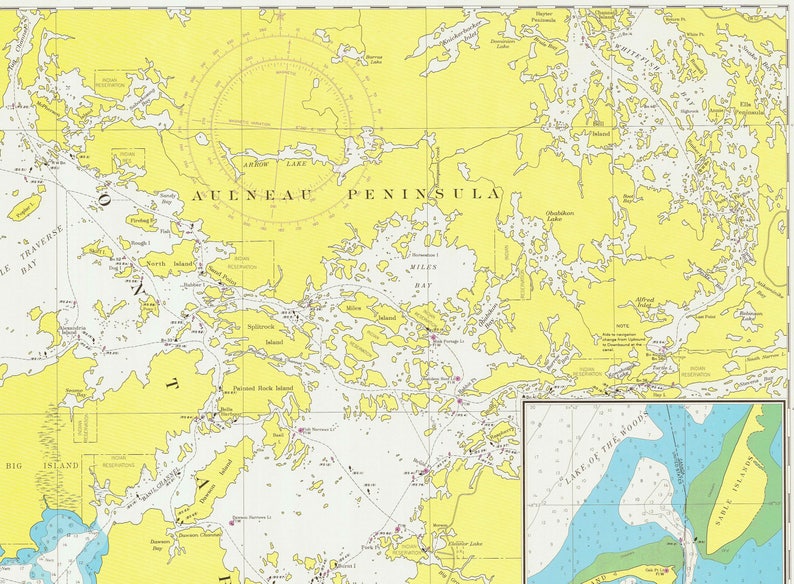 Lake of the Woods 1973 - Nautical Map Reprint - Great Lakes Harbors ...