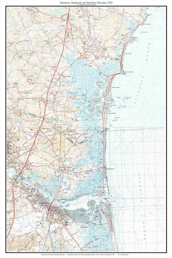 Hampton Beach 1992 Old Topographic Map Seabrook Salisbury USGS - Etsy