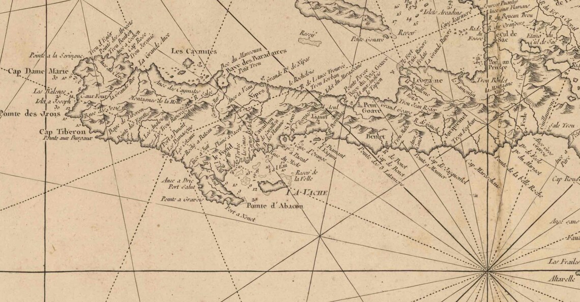 Hispaniola French Map - 1750 - Dominican Republic Haiti Caribbean ...