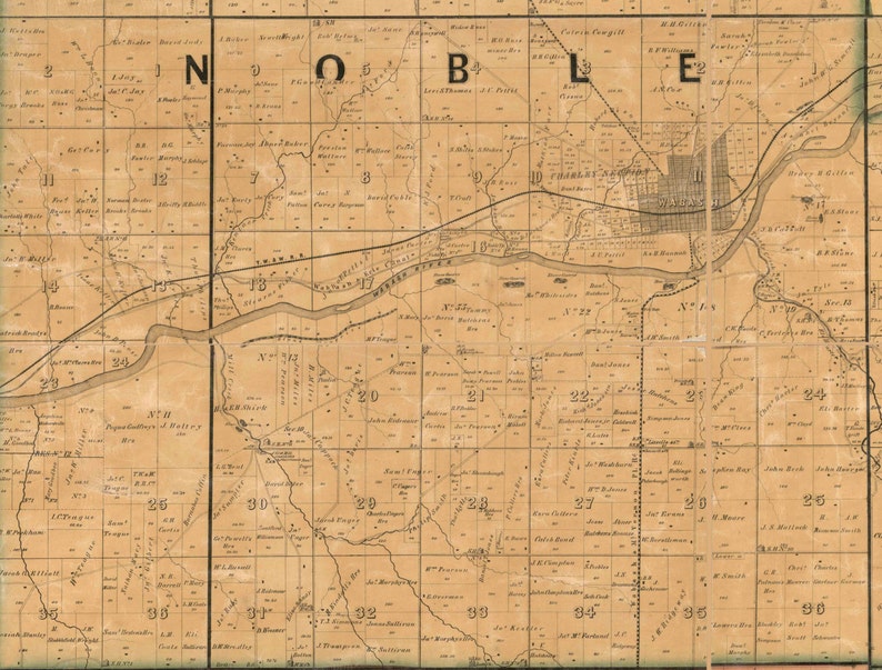Wabash County Indiana 1861 Old Wall Map Reprint With | Etsy