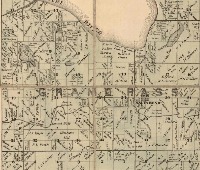 Saline County Missouri 1871 Old Wall Map With Landowner - Etsy