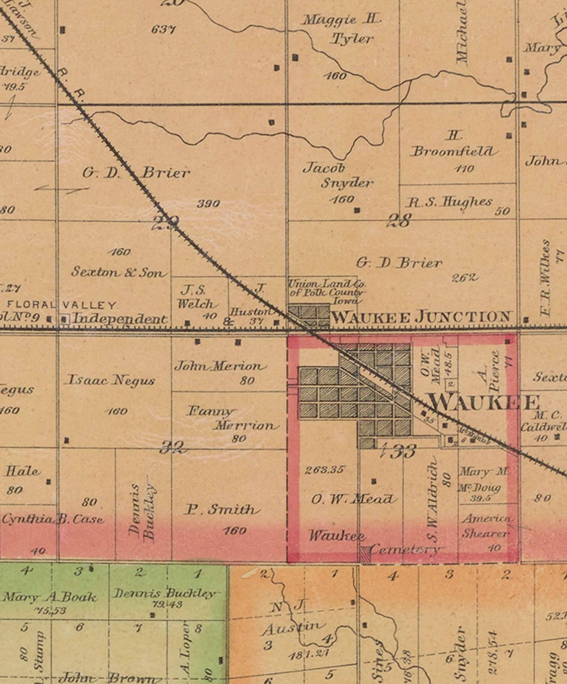 Dallas County Iowa 1883 Old Wall Map With Landowner Names Farm Lines ...