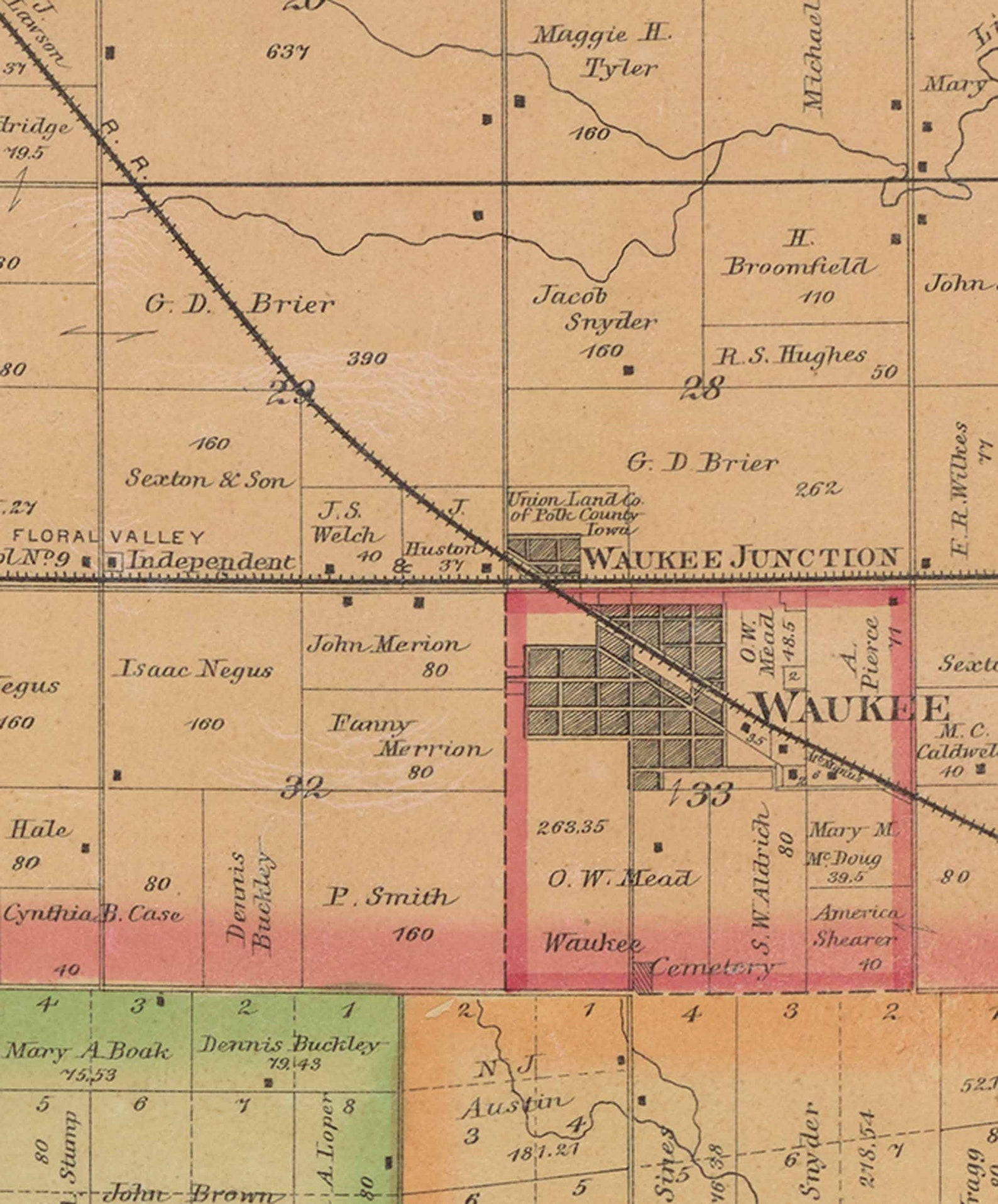 Dallas County Iowa 1883 Old Wall Map With Landowner Names Farm Lines ...