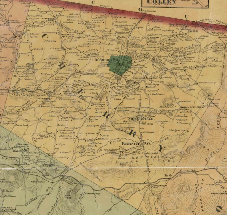 Sullivan County Pennsylvania 1872 Old Wall Map With - Etsy