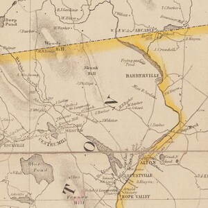 Washington County, Rhode Island - 1855 Old Map Homeowner Names Custom ...