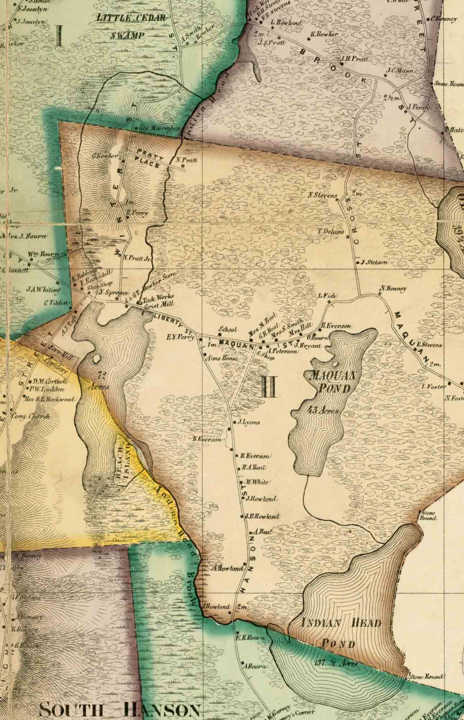 Hanson 1856x Old Town Map Homeowner Names Genealogy - Etsy