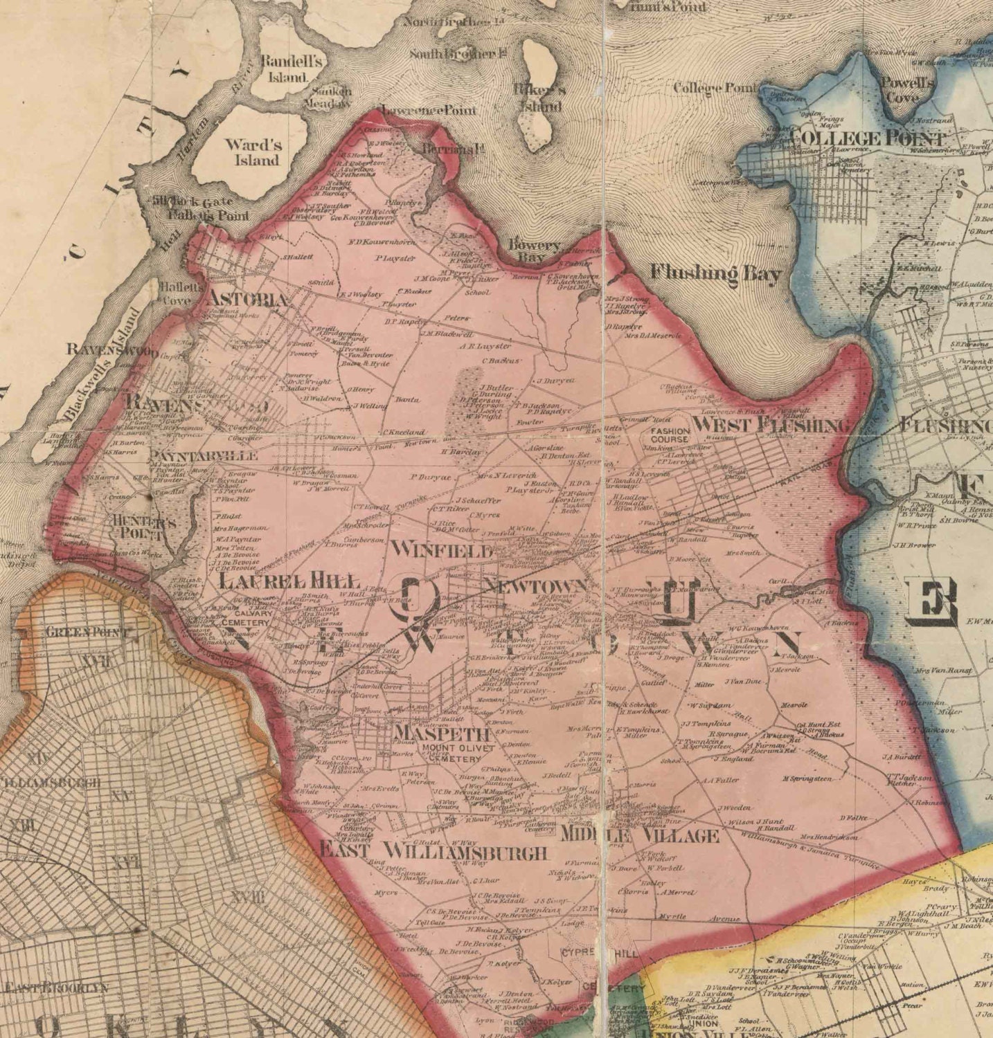 Kings & Queens Counties New York 1859 - Wall Map Reprint With Homeowner ...